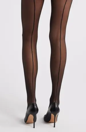 Nordstrom Sheer Back Seam Tights Black
