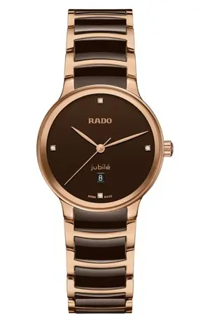 RADO Centrix Diamond Bracelet Watch - Brown