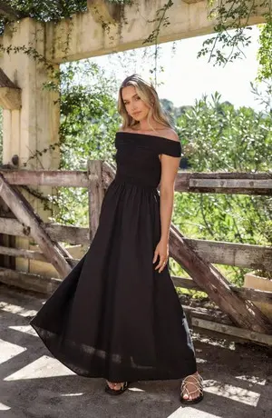 PETAL & PUP Tessa Off-the-shoulder Maxi Dress