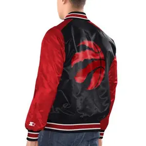 STARTER Red Toronto Raptors Renegade Satin Full-snap Varsity Jacket