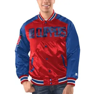 STARTER Royal La Clippers Renegade Satin Full-snap Varsity Jacket - Red