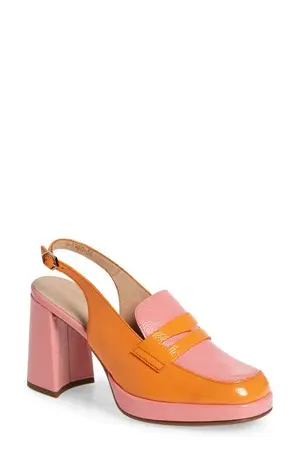 WONDERS Amelia Leather Slingback Pumps - Lk Apricot Blush
