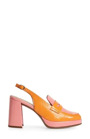 WONDERS Amelia Leather Slingback Pumps - Lk Apricot Blush