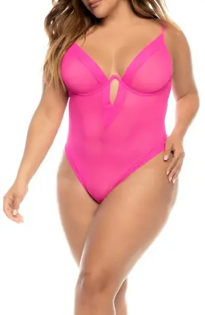 MAPALE Mesh Underwire Teddy - Hot Pink