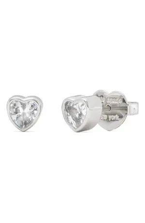 Kate Spade New York Heart Shaped Cubic Zirconia Stud Earrings - Clear/silver.