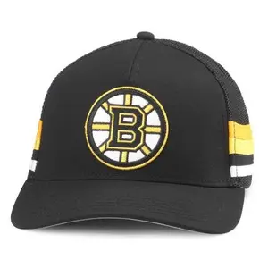 American Needle Boston Bruins Hotfoot Stripes Trucker Adjustable Hat - Black