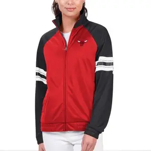 G-III 4HER BY CARL BANKS Chicago Bulls Main Player Raglan Rhinestone Full-zip Track Jacket - Red