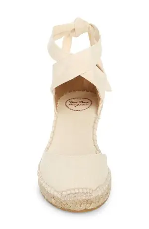 TONI PONS Julia Wraparound Espadrille Wedge - Ecru