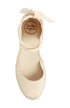 TONI PONS Julia Wraparound Espadrille Wedge - Ecru