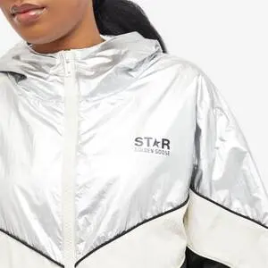 GOLDEN GOOSE Star Patchwork Windbreaker - Silver/dark Papyrus/black