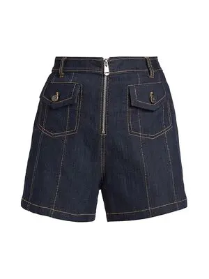 Cinq À Sept Women's Etta Denim Zip Shorts - Indigo  - Indigo