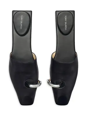 Tory Burch Pierced Leather Mules - Perfectblack