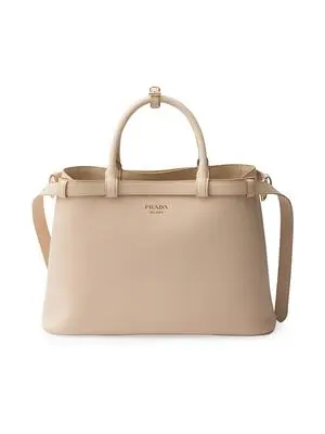 Prada Prada Buckle Medium Leather Handbag - Beige Khaki