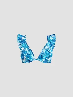 Vilebrequin Tahiti Flowers Ruffled Bikini Top - Blanc