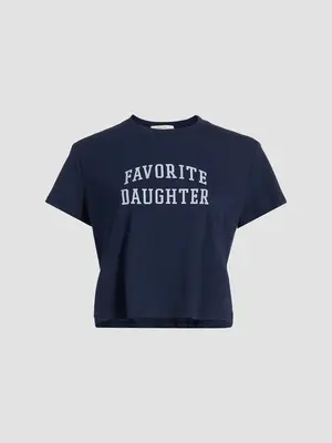 FAVORITE DAUGHTER Collegiate Crop T-shirt - Navy