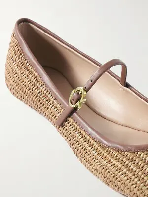 GIANVITO ROSSI Carla Raffia Ballet Flats - Brown