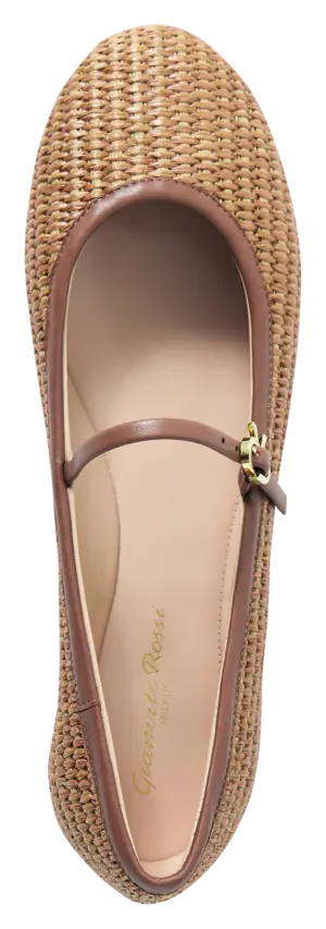 GIANVITO ROSSI Carla Raffia Ballet Flats - Brown