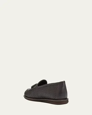 Giorgio Armani Woven Leather Tassel Loafers