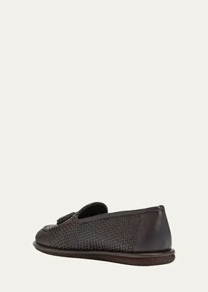 Giorgio Armani Woven Leather Tassel Loafers