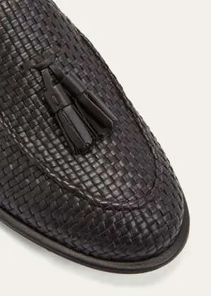Giorgio Armani Woven Leather Tassel Loafers