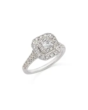 Bloomingdale'S Diamond Princess And Round Double Halo Ring 1.0 Tcw - White