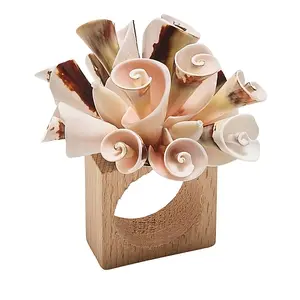KIM SEYBERT Seashell Burst Napkin Ring In Ivory And Natural Ivory/natural