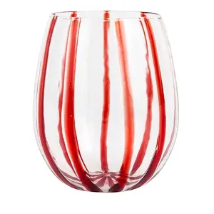 VIETRI Nuovo Stripe Stemless Wine Glass - Red