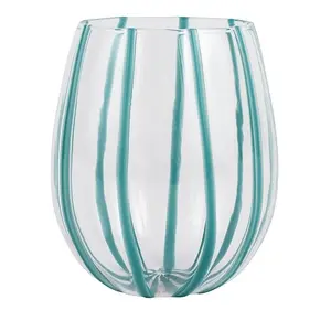 VIETRI Nuovo Stripe Stemless Wine Glass - Teal