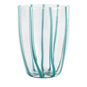 VIETRI Nuovo Stripe Tall Tumbler - Teal