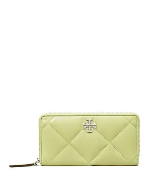 Tory Burch Kira Diamond Quilt Zip Continental Wallet Fresh Pear/gold