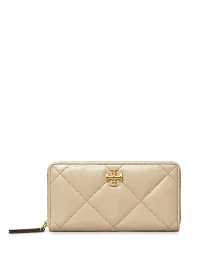 Tory Burch Kira Diamond Quilt Zip Continental Wallet - Light Ston