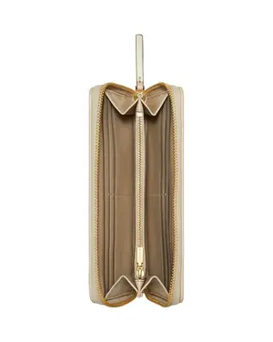 Tory Burch Kira Diamond Quilt Zip Continental Wallet - Light Ston
