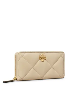 Tory Burch Kira Diamond Quilt Zip Continental Wallet - Light Ston