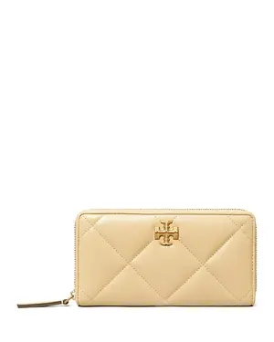 Tory Burch Kira Diamond Quilt Zip Continental Wallet Vanilla