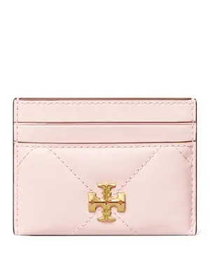 Tory Burch Kira Diamond Quilt Card Case Rose Salt/gold