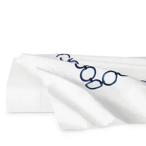 SFERRA Catena Flat Sheet, Full Queen - White/navy