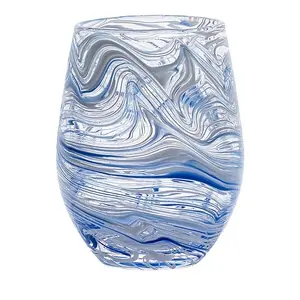JULISKA Puro Marbled Stemless Wine Glass - Blue