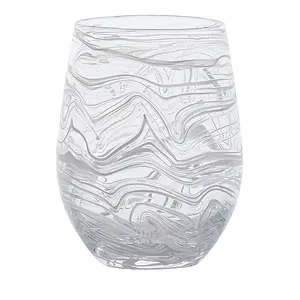 JULISKA Puro Marbled Stemless Wine Glass - Whitewash