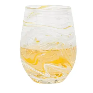 JULISKA Puro Marbled Stemless Wine Glass - Yellow