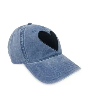 KERRI ROSENTHAL Heart Patch Baseball Cap - Denim