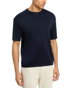 Herno Double Layered Short Sleeve Knit Tee - Blue Navy
