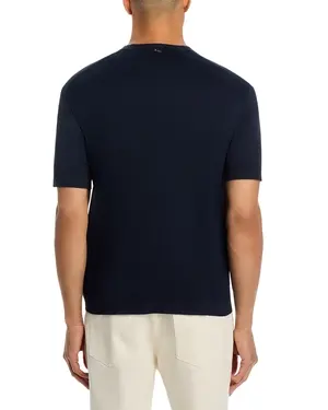 Herno Double Layered Short Sleeve Knit Tee - Blue Navy