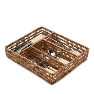 BLUE PHEASANT Carly Rattan Flatware Holder - No Color