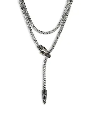 John Hardy Naga Lariat Necklace - Black/silver
