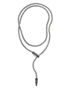 John Hardy Naga Lariat Necklace - Black/silver