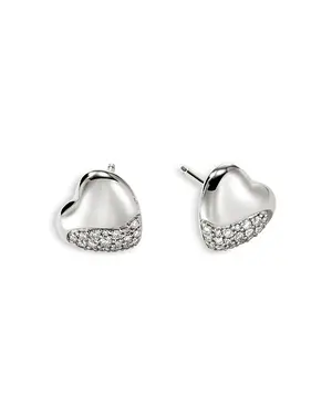 John Hardy Pebble Diamond Heart Stud Earrings