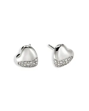John Hardy Pebble Diamond Heart Stud Earrings