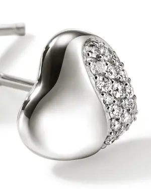 John Hardy Pebble Diamond Heart Stud Earrings