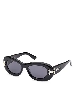 Emilio Pucci 52mm Geometric Sunglasses - Black/gray Solid