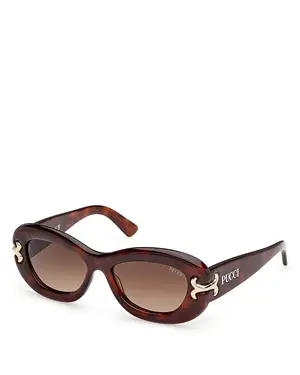 Emilio Pucci 52mm Geometric Sunglasses Havana/brown
